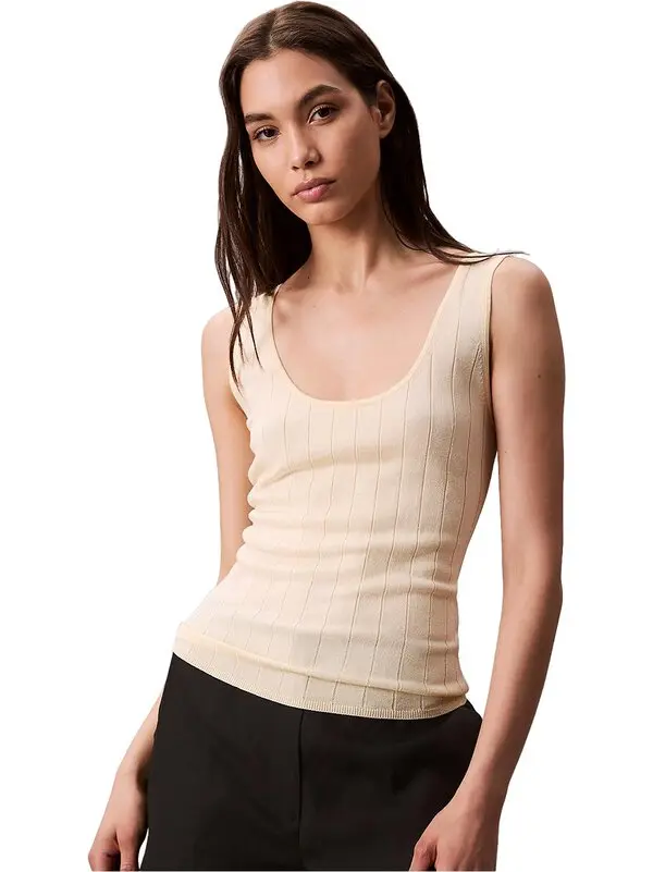 Calvin Klein Viscose Blend Rib Tank Top - Sweet Corn