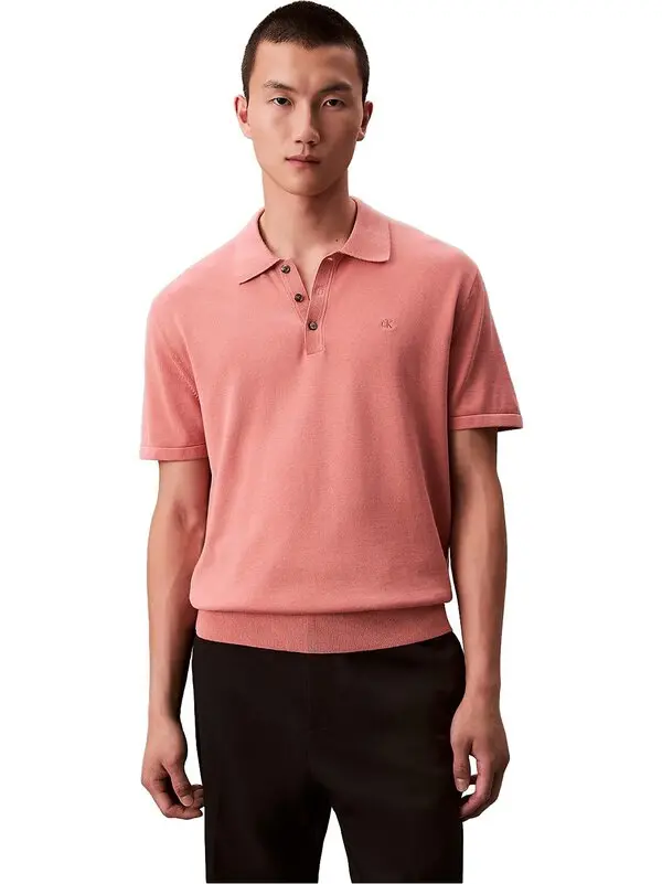 Calvin Klein Supima Cotton Polo Sweater - Sunset Rose