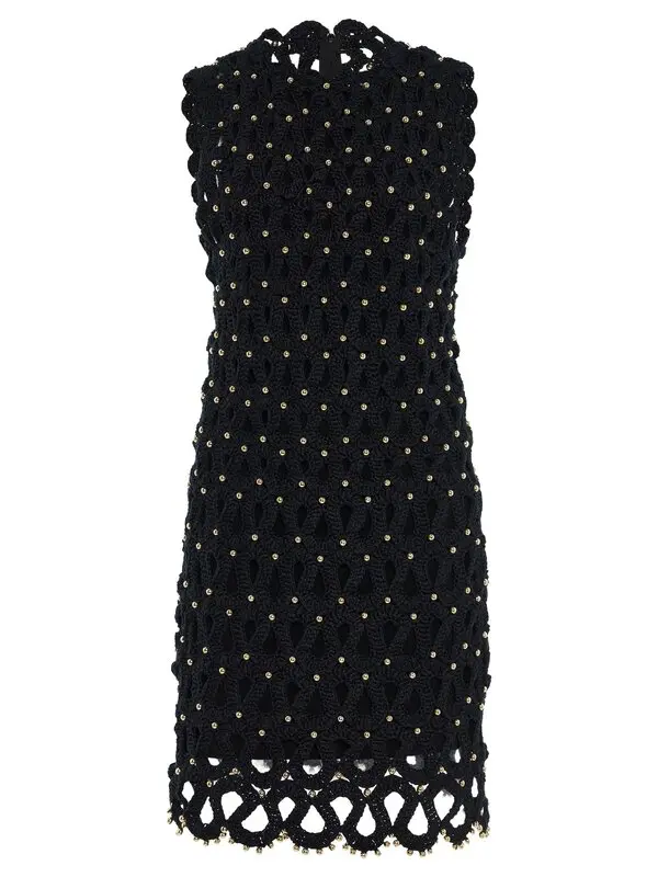 Carolina Herrera Embellished Crochet Midi Dress - Black