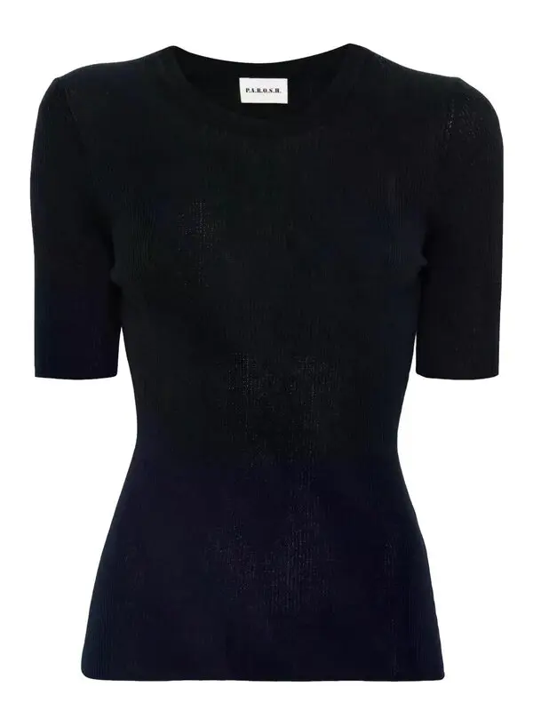 P.a.r.o.s.h Ribbed-knit Short-sleeve Top - Blue