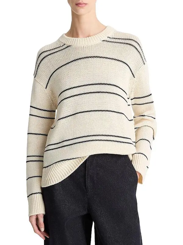 Vince Striped Sweater - Oat Shell/navy