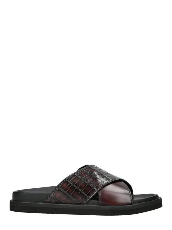 Zegna Crocodile Panarea Sandals - Burgundy