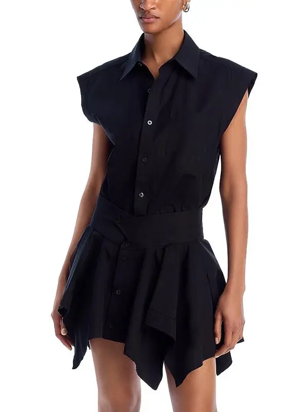 Alexander Wang T Cut Off Double Shirt Dress - Black