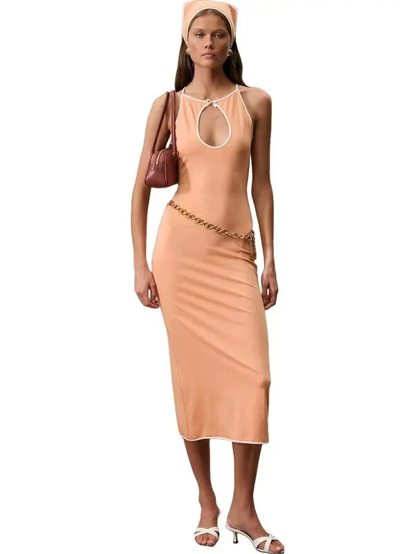 ROWEN ROSE Sleeveless Cut-out Long Dress - Orange