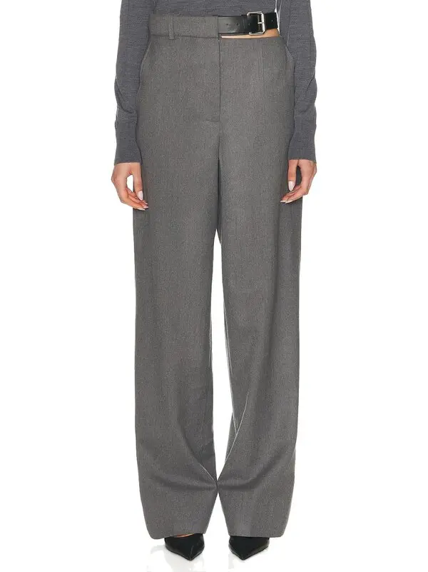 Stella McCartney Belted Flannel Trousers - Grey Melange