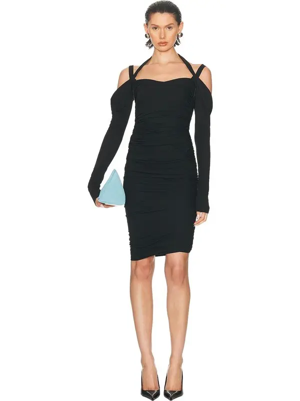 Attico Long Sleeve Midi Dress - Black