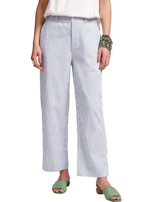 FRANCES VALENTINE Coleman Stripe Seersucker Pants - Light Blue/white