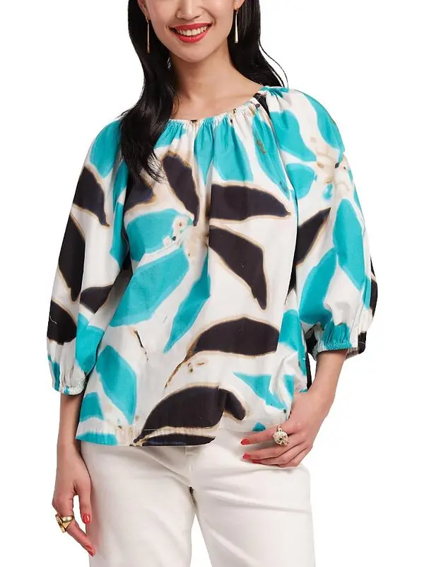 FRANCES VALENTINE Bliss Top Banana Leaf - Blue/multi