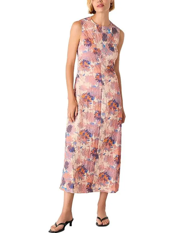 Whistles Floral Textured Midi Dress - Pink/multi