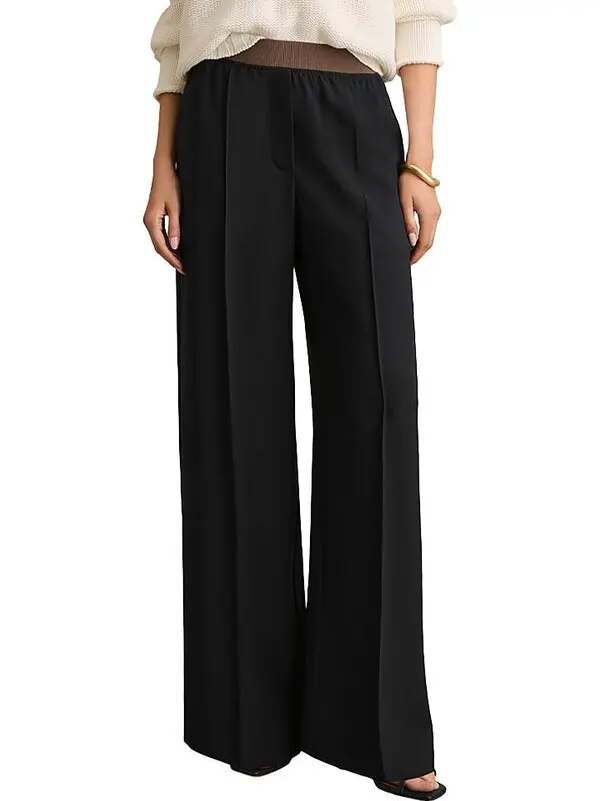 REISS Wilde Wide Leg Trousers - Navy