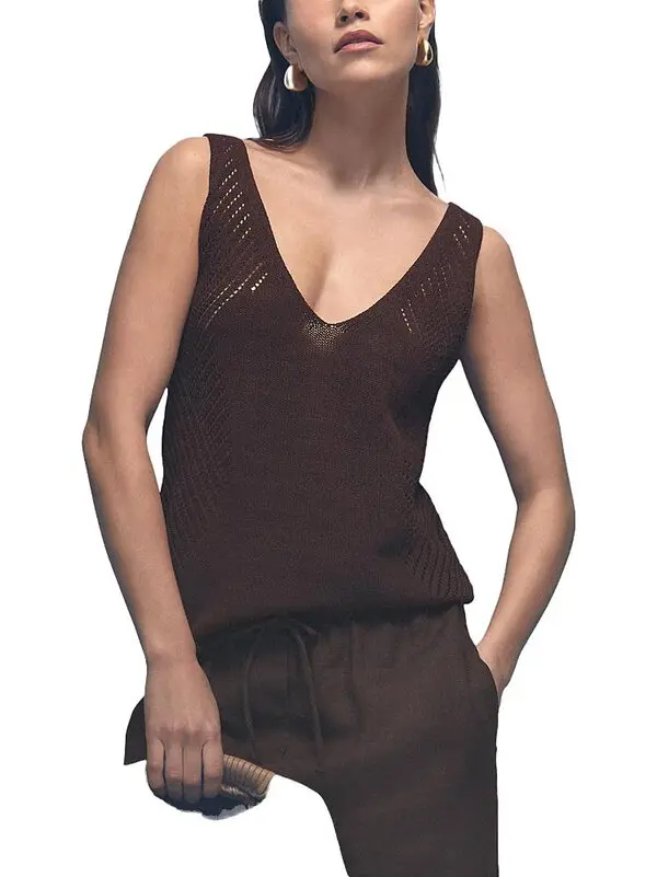 REISS Helena Open Stitch Vest - Chocolate