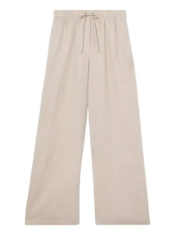 REISS Willow Linen Blend Wide Leg Trousers - Neutral