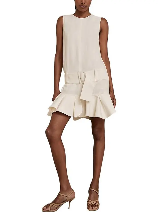 REISS Kimberly Structured Mini Dress - Ivory
