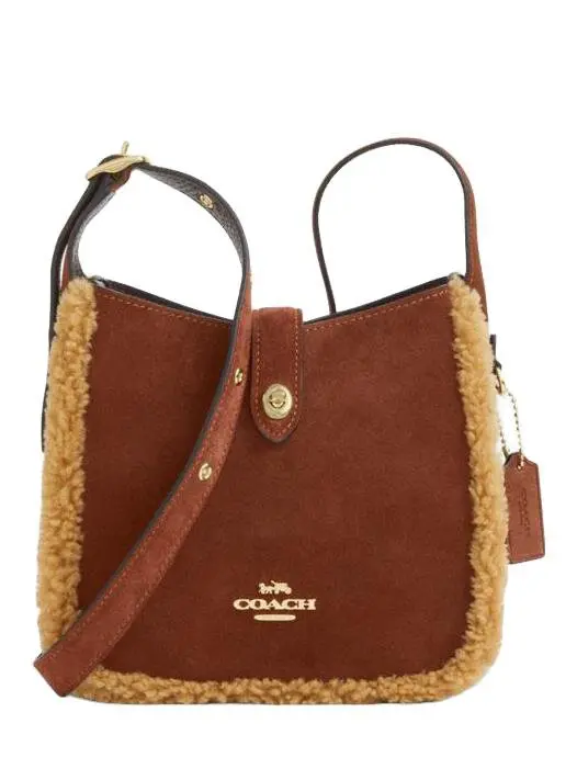 COACH® Hadley Mini Crossbody Bag - Shearling/im/vintage Brown Multi