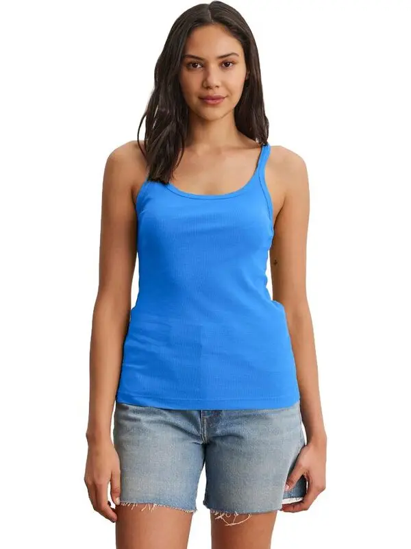 Velvet By Graham & Spencer Aliza Ribbed Cotton Tank - Blue
