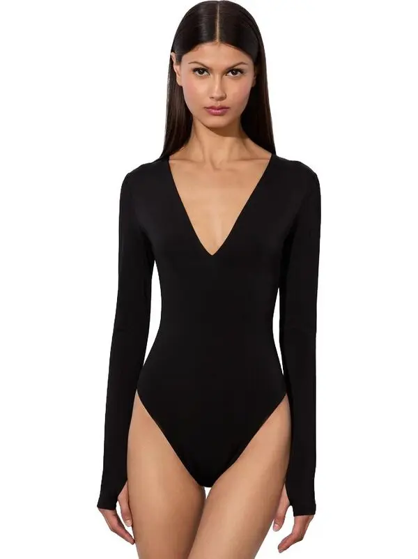 Alice + Olivia Olea Long Sleeve Bodysuit - Black