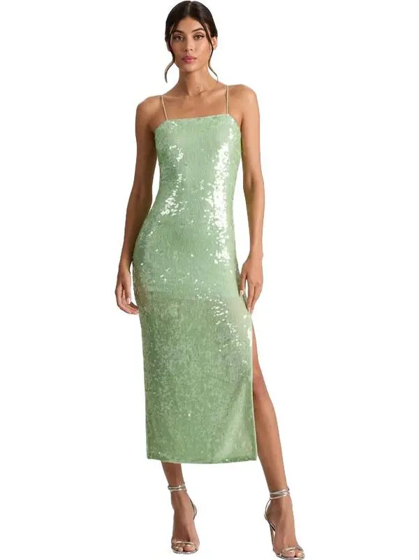 Alice + Olivia Fifi Sequin Midi Dress - Green