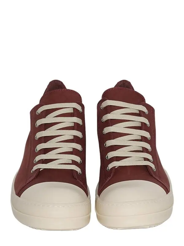 Rick Owens Leather Low-top Sneakers - Red