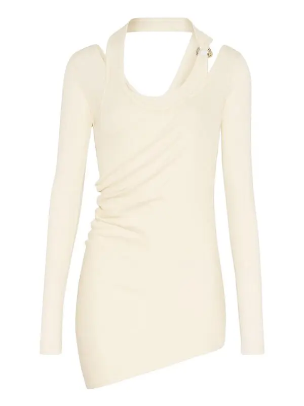 JEAN PAUL GAULTIER Twisted Layered Top With Piercing Detail - White