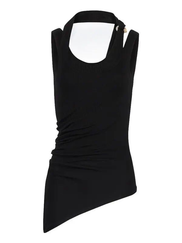 Jean Paul Gaultier Twisted Double Layer Tank Top - Black