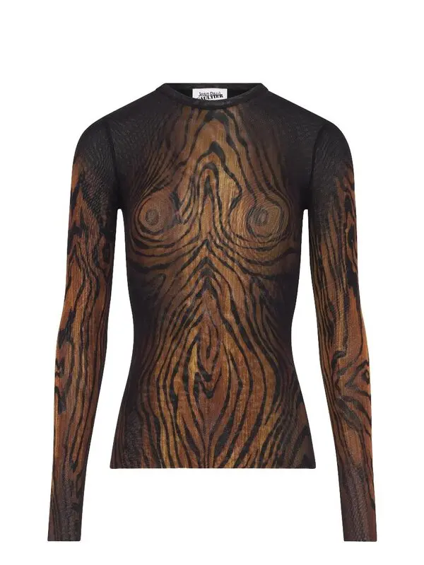 JEAN PAUL GAULTIER Mesh Long Sleeve Top - Black