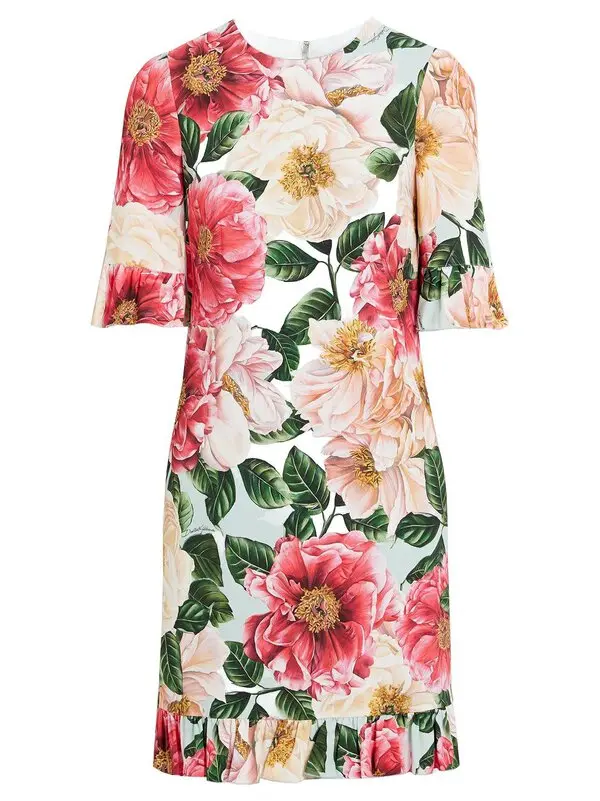 Dolce & Gabbana Floral-print Crepe Mini Dress - Pink