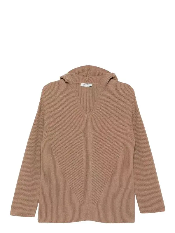 Max Mara Hooded Ribbed Jumper - Brown