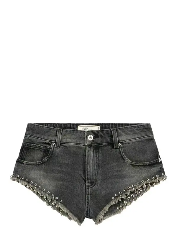 Blumarine Eyelet-detail Denim Shorts - Grey