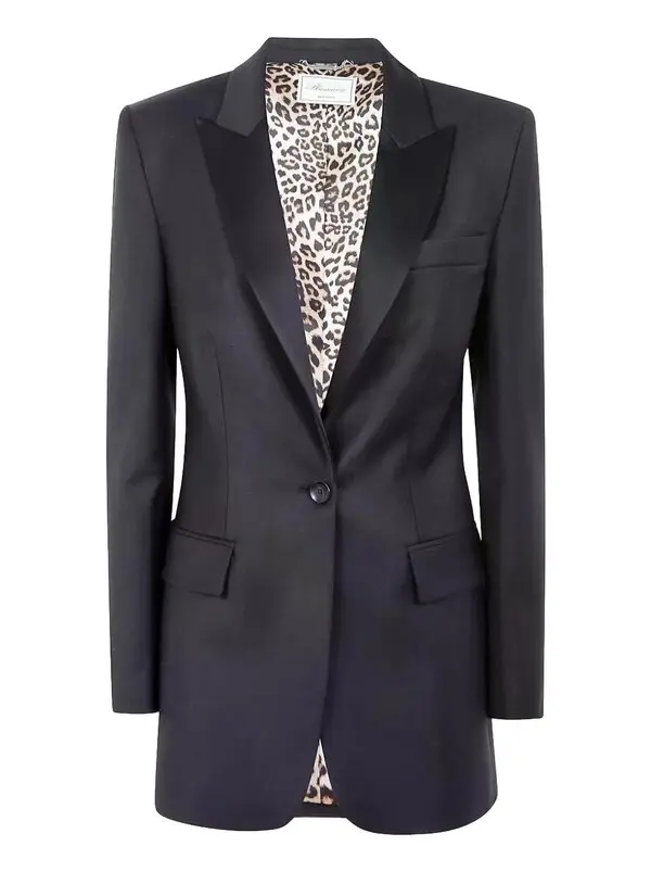 Blumarine Satin Single-breasted Blazer - Black