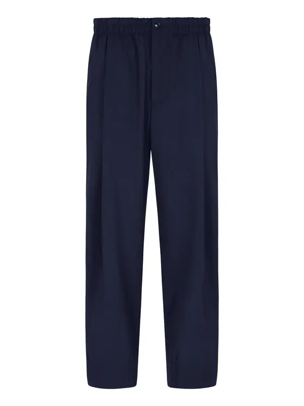 Giorgio Armani Single-pleat Wool Canvas Trousers - Navy_blue