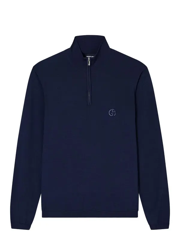 Giorgio Armani Virgin Wool Mock-neck Jumper - Blue