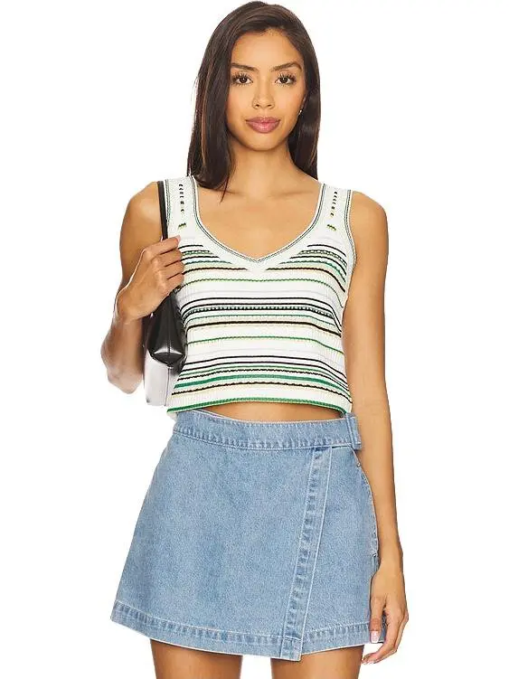 Veronica Beard Carlin Knit Tank - Off White Multi