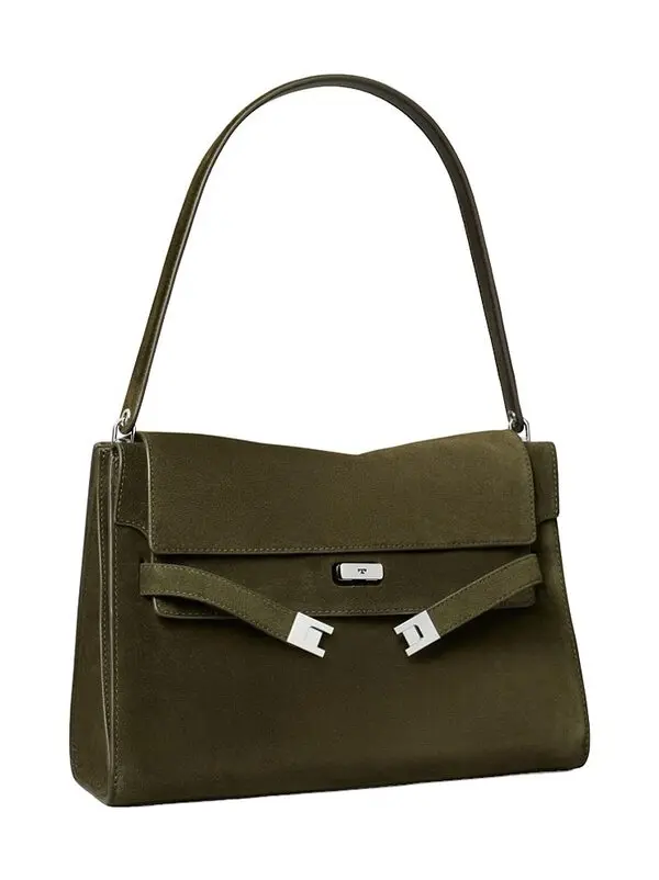 Tory Burch Large Lee Radziwill Suede Shoulder Bag - Dark Olive