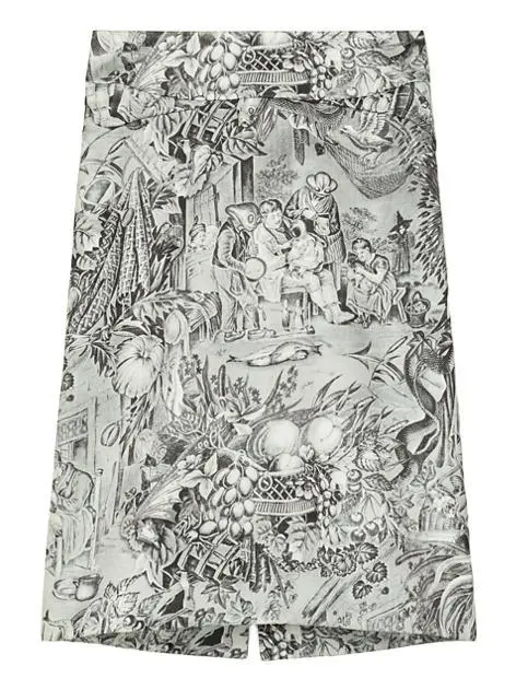 Tory Burch Printed Viscose Midi Skirt - Grey Alien