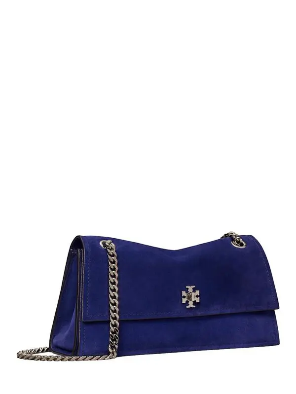 Tory Burch Kira Turnlock Suede Shoulder Bag - Ballpoint Blue
