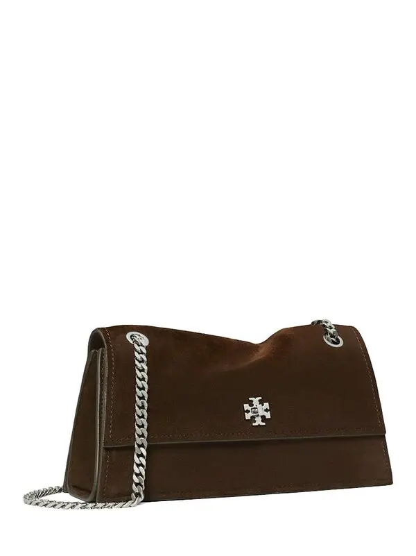 Tory Burch Kira Turnlock Suede Shoulder Bag - Dark Cocoa