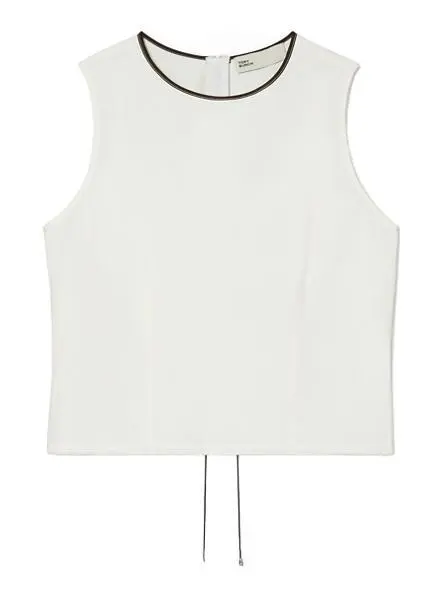 Tory Burch Viscose Linen Shell Top - White