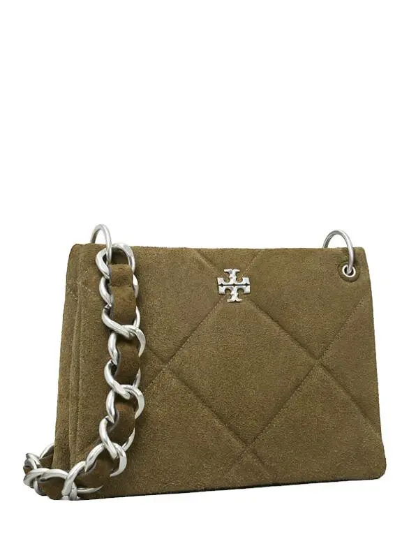 Tory Burch Small Kira Diamond Quilt Suede Shoulder Bag - Deep Olive