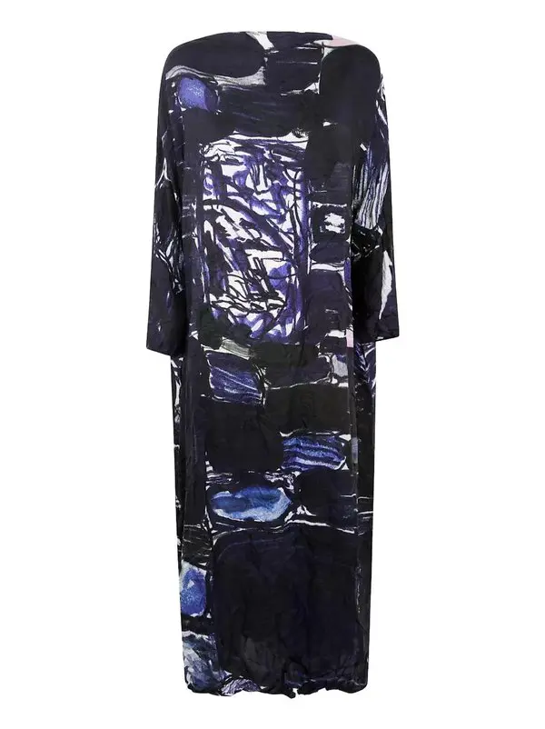DANIELA GREGIS Abstract-print Silk Dress - Black