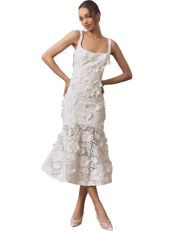 Bardot Marico Lace Appliqué Midi Dress - Orchid White