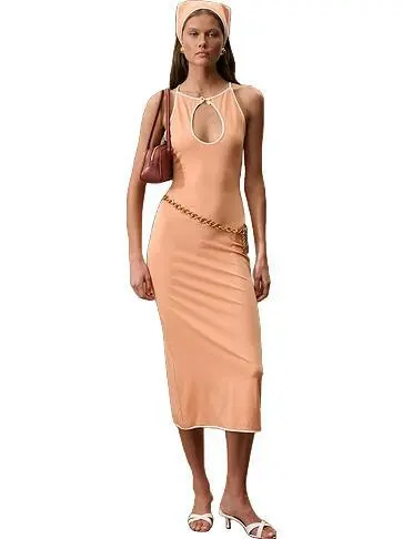 ROWEN ROSE Sleeveless Cut-out Long Dress - Orange