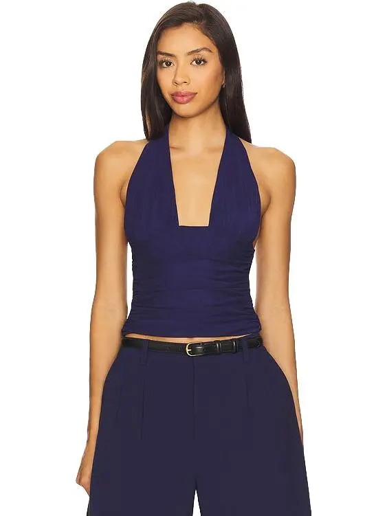 SEROYA Bimini Mesh Halter Top - Navy