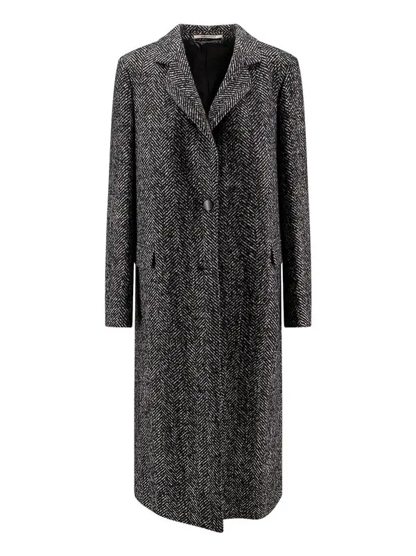 Tagliatore Amanda Herringbone Fabric Coat - Black