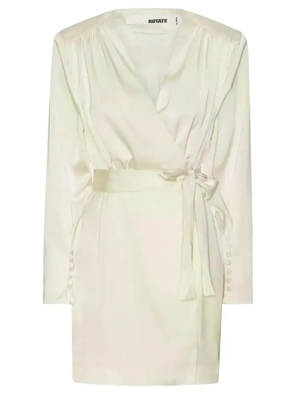 ROTATE BY BIRGER CHRISTENSEN Satin Wrap Mini Dress - White
