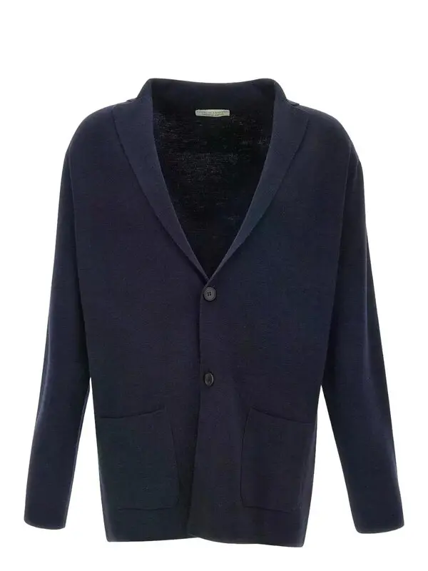 FILIPPO DE LAURENTIIS Peak-lapel Wool Cardigan - Blue