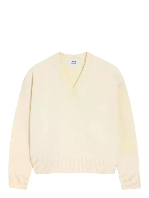 Ami De Coeur V-neck Wool Sweater - Neutrals