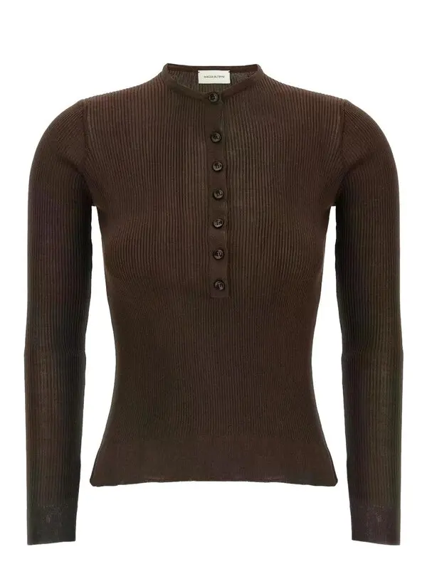 Magda Butrym Ribbed Silk Sweater - Brown