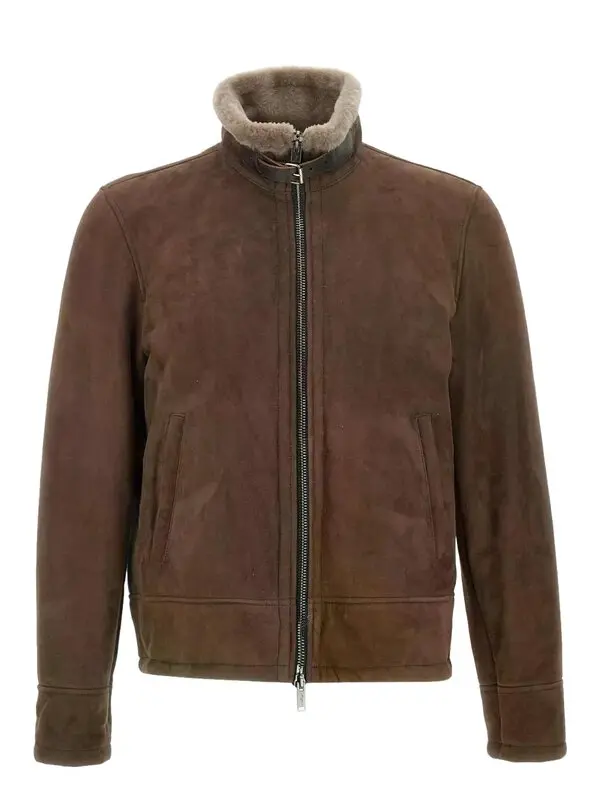 VOLFAGLI FIRENZE Shearling-collar Zip-front Jacket - Brown