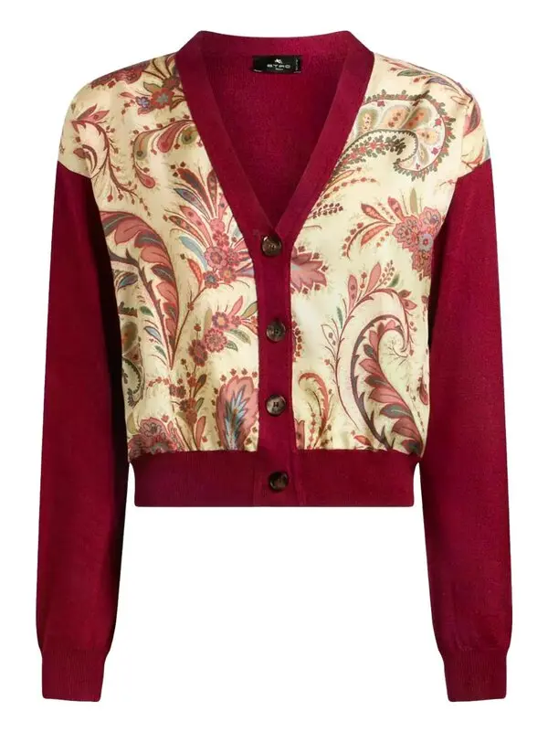 Etro Paisley Panelled Cardigan - Red