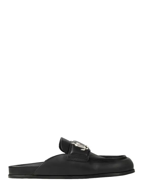 JIMMY CHOO Milo Leather Slippers - Black